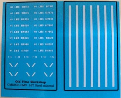 CMR008 (LMS) - Old Time Workshop 4mm Decals - LMS 16T Steel Mineral Wagons