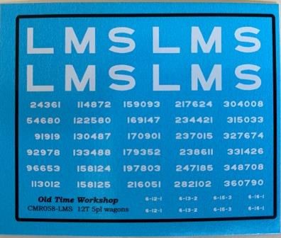 CMR058 (LMS) - Old Time Workshop 4mm Decals - LMS 12T 5-Plank Open Wagons