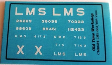 CMR084 (LMS) - Old Time workshop 4mm Decals - ex-MR 10T LMS Livery ...